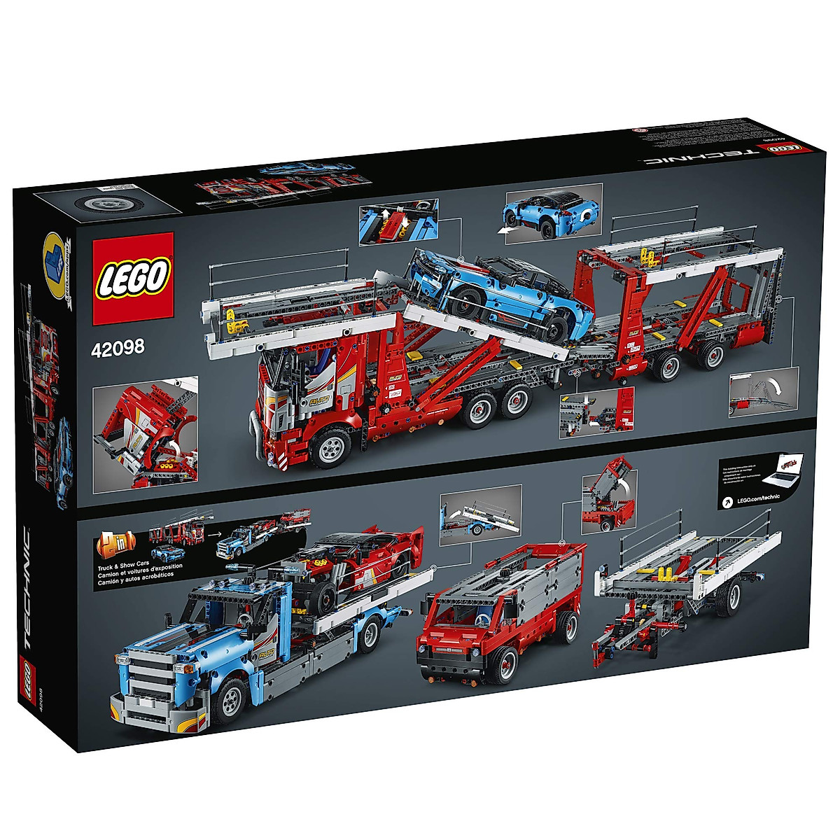 LEGO Technic Car Transporter 42098 Toy Truck and Trailer Building Set with Blue Car, Best Engineering and STEM Toy for Boys and Girls (2493 Pieces)