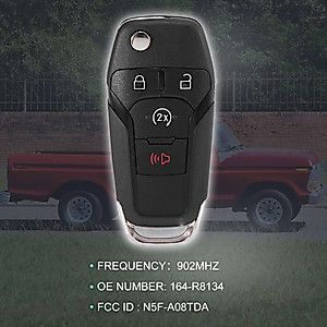 X AUTOHAUX 902MHz N5F-A08TDA Replacement Keyless Entry Remote Car Key Fob for Ford F-150 2015-2020 for F-250 F-350 Super Duty 2017-2019 164-R8134