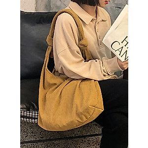 Womens Tote Bag Shoulder Bag Corduroy Messenger Bag Handbags Chic Hobo Bag Purses for Women School Shopping Travel