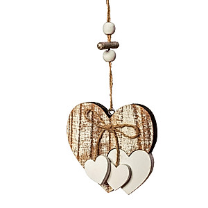 Sun&Beam Heart-shaped Wooden Decorative Hanging Handmade Hearts Ornaments for Wedding Party Valentine Christmas Home Decoration Car Décor (D-#1, 1Pcs)