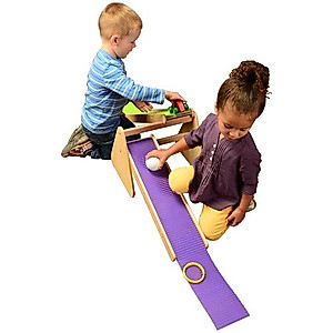 Constructive Playthings Race and Roll Toy Car Ramp with Covering for Car Toys to Race Down, Removable and Textured Covering, Daycare Essentials, Toddler Toys for Girls and Boys 3 Years & Older