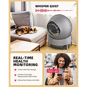 Self Cleaning Cat Litter Box with APP Control,No More Scooping Automatic Cat Litter Box with mmWave Sensor for Multiple Cats,Excellent Odor Removal,57L Extra Large Space,Ultra-Quiet Robot Litter Boxes