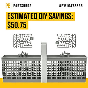 PartsBroz WPW10473836 Silverware Basket - Compatible With Whirlpool KitchenAid Jenn-Air Maytag Dishwasher - Replaces AP6021983 PS11755312 W10195723 W10473836 3020617 W10195722