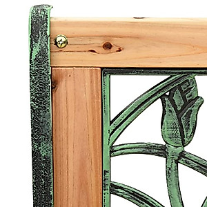 vidaXL Patio Bench, Outdoor Patio Bench with Armrests, Garden Bench Chair for Lawn Garden Patio Porch Park Deck Entryway, Cast Iron and Solid Firwood