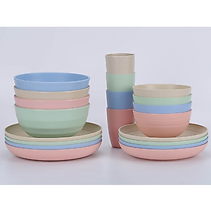 LuckyZone 60 OZ Wheat Straw Bowl Set of 4 - Large Unbreakable Cereal Bowls - Dishwasher & Microwave Safe - Serving Bowl for Salad, Soup and Popcorn - BPA Free, Healthy & Eco-Friendly (4 Pcs 60 Oz)