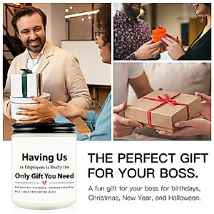 Boss Gifts for Women/Men, Cool Gifts for Bosses, Bosses Day Gifts for Male Female, Handmade Candle Boss Gifts, Boss Lady Gifts for Women, Funny Gift for Best Boss - Lavender Natural Soy Wax Candle 7oz