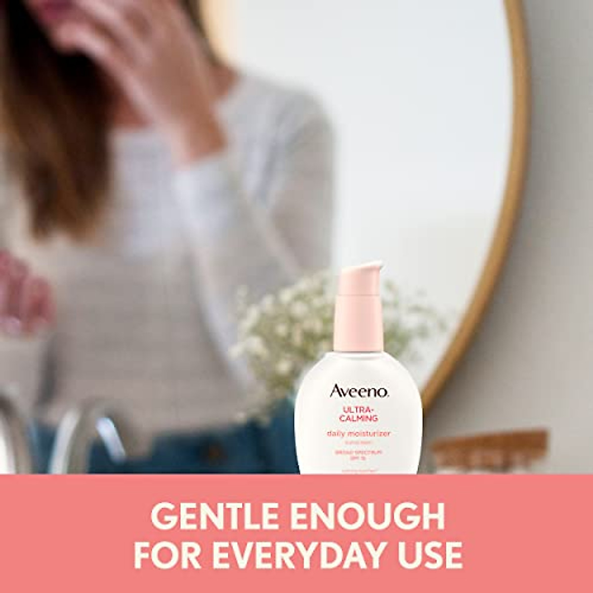 Aveeno Ultra-Calming Daily Facial Moisturizer for Sensitive, Dry Skin with Broad Spectrum SPF 15 Sunscreen, Feverfew & Nourishing Oat, Oil-Free and Hypoallergenic, Basic, Unscented, 4 Fl Oz