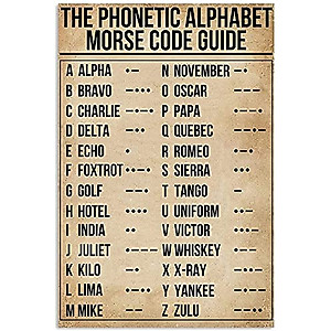 Licpact Phonetic Alphabet Morse Code Pilot Signs Poster Wall Decor Hanging Art Prints Art Decorative for Home Bedroom 8 X 12 Inches