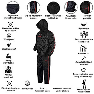Jayefo Sauna Sweat Suit For Men & Women Boxing MMA Fitness Weight Loss With Hood (L)