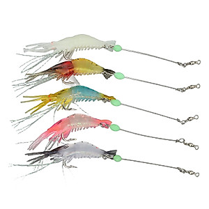 KUIDAMOS Fishing Lures, Fluorescent 5 Colors 10Pcs Soft Soft Shrimp Fishing Tackle for Freshwater Saltwater