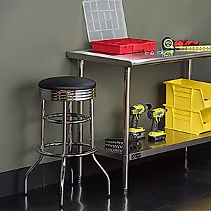 Trinity Chrome Swivel Barstool, 29-Inch, Black