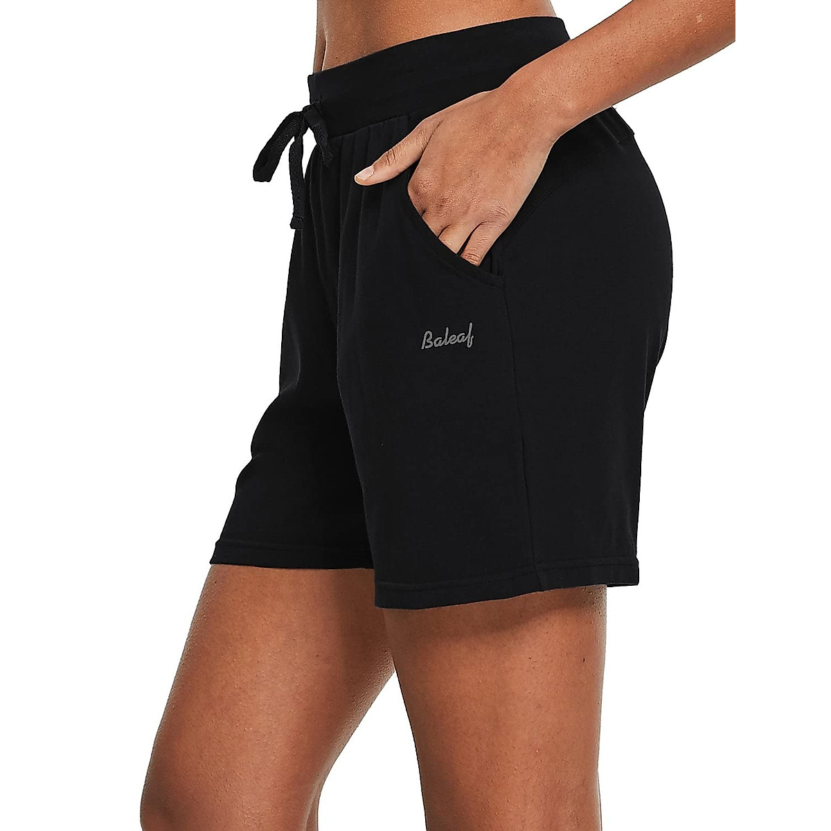 BALEAF Womens Lounge Shorts Cotton Athletic Sweat Shorts with Pockets High Waist Summer Casual Black Size XXL
