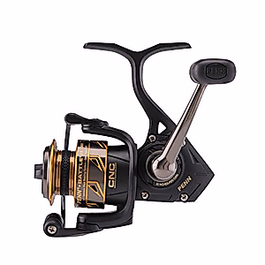 PENN Battle III Spinning Inshore Fishing Reel, HT-100 Front Drag, max of 15lb | 6.8kg, Made with Sturdy All-Aluminum Composition for Durability,Black/Gold