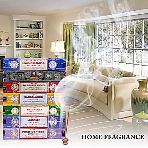 Satya Incense Gift Set Nag Champa, Super hit, Dragon's Blood, Sandalwood, Patchouli, Lavender, Positive Vibes, 15 g