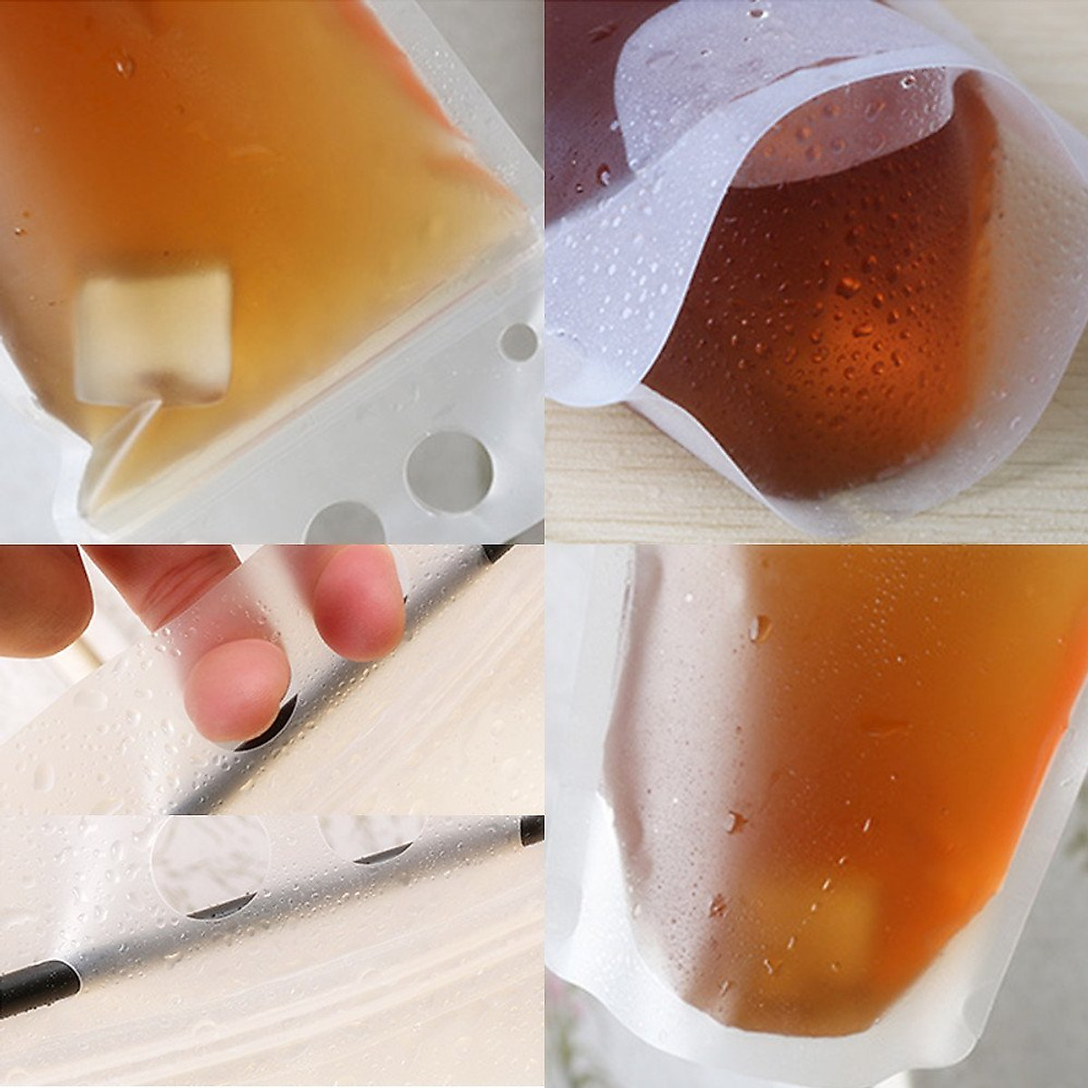 Muka 50 PCS 8 OZ Reusable Frosted Stand up Juice Pouches with Reusable Straws, Hand-held, 4 Mil