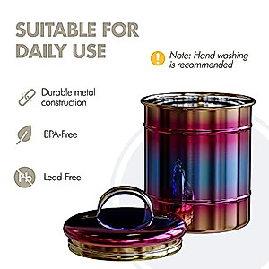Amici Home Rainbow Metal Storage Canister | Dry Food Storage Container | Airtight Lid | 64 Ounce Capacity | Modern Home Décor | Decorative Metal Canister for Kitchen Countertop (Large)