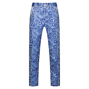 Tuxedo Suits for Men 3 Piece Regular Fit Suit Floral Pattern Blazer Jacket Waistcoat Pants Men Suit Set for Wedding Sky Blue