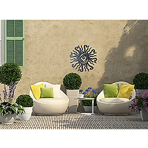 Riverside Designs Wacky Sun Metal Wall Art Indoor/Outdoor Decor - 18" Black Rust Proof Wall Sculpture - Made in USA - Ideal for Bedroom, Garden, Home, Patio and Farmhouse