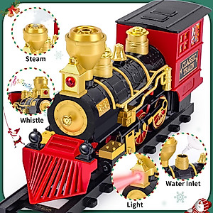 Letapapa Train Set, Christmas Train Sets for Under The Tree, Electric Train Toy for Boys & Girls, Toy Train w/Steam Locomotive, Tracks, Lights & Sound, for 3 4 5 6 7 8+ Year Old Kids