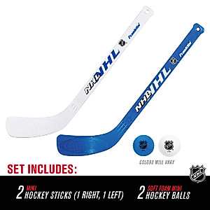 Franklin Sports Mini Hockey Stick and Ball Set - Play Knee Hockey Anytime - Kids Knee Hockey Set - Includes 2 Mini Sticks and 2 Foam Balls - NHL