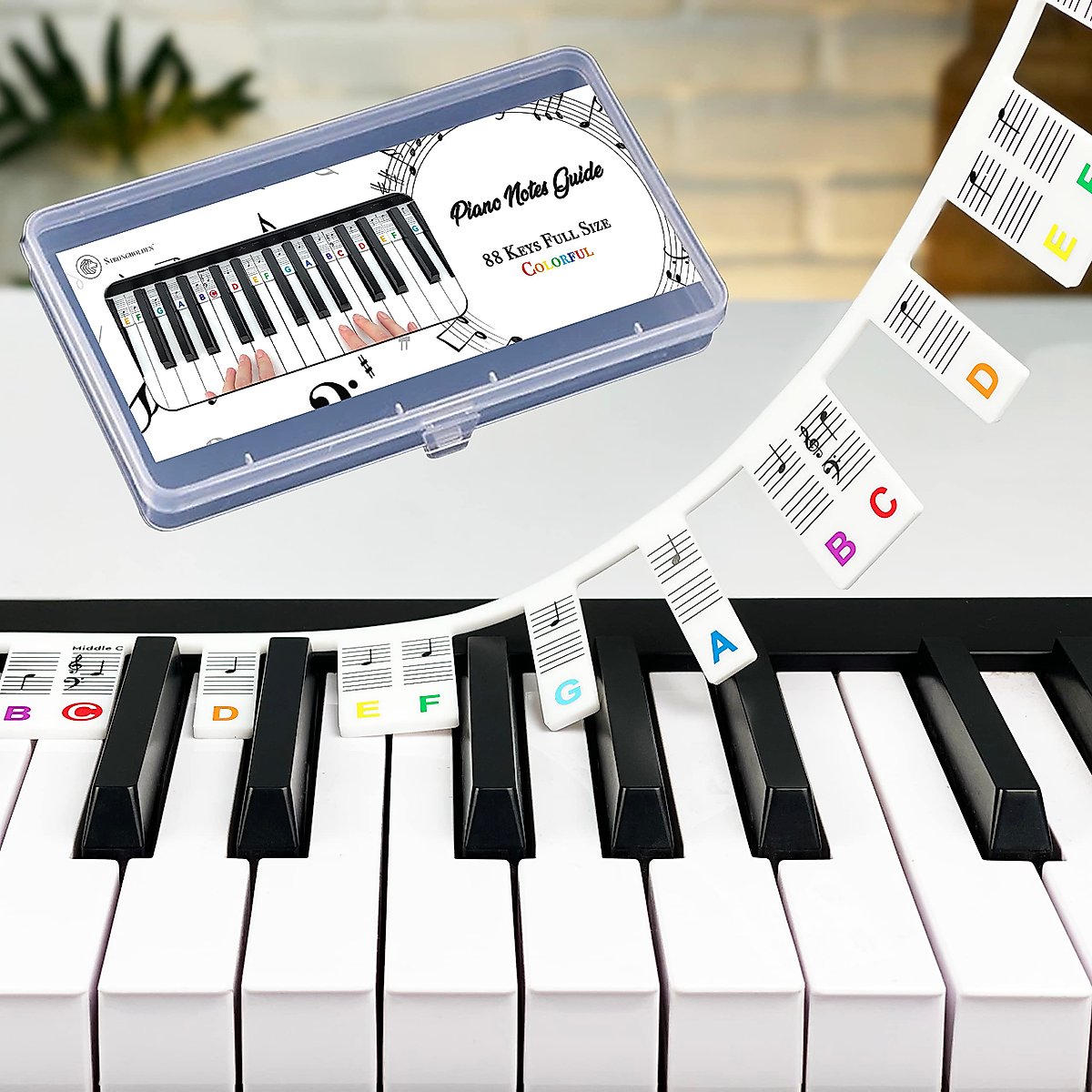 Removable Piano Keyboard Note Labels for Learning, Piano Notes Guide & Piano Keys Guide - 88-Key Full Size, Say Goodbye to Piano Key Stickers & Piano Keyboard Stickers (Colorful)
