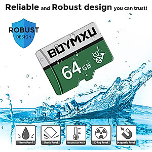 TF Memory Card 64GB 2 Pack,BOYMXU TF Card with Adapter,High Speed Memory Card Class 10 TF Card Memory Card for Phone Camera Computer-2 Pack