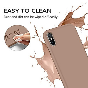 GUAGUA Compatible with iPhone Xs/X Case 5.8 Inch Liquid Silicone Soft Gel Rubber Slim Microfiber Lining Cushion Texture Cover Shockproof Protective Anti-Scratch Phone Cases for iPhone Xs/X Khaki