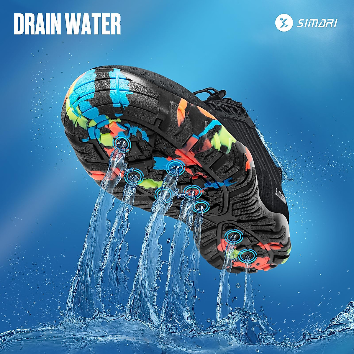 SIMARI Water Shoes for Men Women Adult Unisex Sports Barefoot Slip-on Indoor Outdoor Activities Summer 208 Black