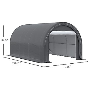 MGWYE 16' X 10' Carport, Heavy Duty Portable Garage/Storage Tent ， Garden Tools, Outdoor Work, Gray