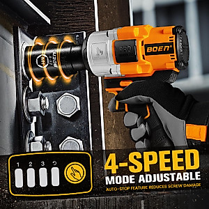 boen Cordless Impact Wrench 1/2 inch, 600FT-LBS(800N.m), Brushless Electric Impact Wrench, 2200RPM High Torque Impact Gun for Car Home, Includes 4.0Ah Battery×1, Charger, IW-75