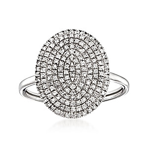 Ross-Simons 0.35 ct. t.w. Pave Diamond Oval Ring in 14kt White Gold. Size 10