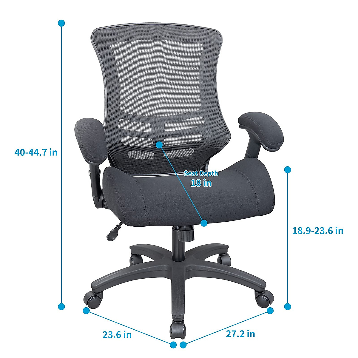 BOLISS 400lbs Mesh Computer Ergonomic Chair,Office Chair, Desk Chair,Height Adjustable Armrest and Flipped Arms,Lumbar Support,Swivel Computer Task Chair -Black