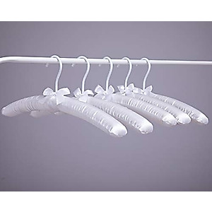 Cocomaya 17 Inch Extra Large Anti Slip Satin Padded Bridal Wedding Dress Hanger No Bumps for Dress Coats, Sweaters Pack of 5 (White, 5)