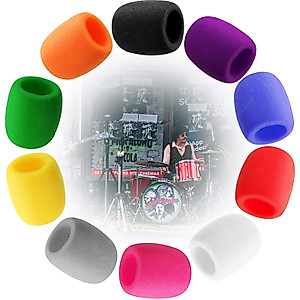 40 Pieces Thick Handheld Stage Microphone Windscreen Foam Cover Karaoke DJ, 10 Color
