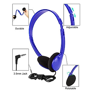 QWERDF Classroom Headphones Bulk 12 Packs Earphones in 4 Colors for Kids Teens College Students in Classes Libraries or Home (12 Pack, 4 Colors)