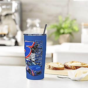 YFTRC Kyle Larson 5 Insulated Tumbler 20oz Tumbler with Lids and Metal Straws Stainless Steel Vacuum Insulated Travel Mug Coffee Cup Indoor Outdoor Ice Drinks Hot Beverage