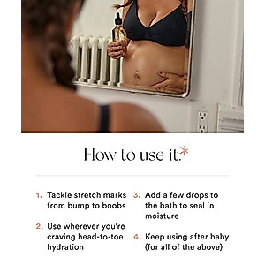 HATCH Belly Oil - 6.7oz Quick-Drying Belly Oil - Vegan & Plant Based Nutrient Rich - Supports Skin Throughout Pregnancy