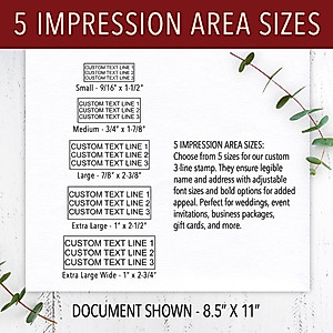 Custom Address Stamp - 20 Font Options - 3 Line Self-Inking Address Stamp - Up to 3 Lines of Customized Text | Multiple Ink Color Options (Large)