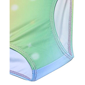 Zaclotre Kid Girls Gymnastic Leotard Long Sleeve Color Gradient Sparkly Ballet Dance One Piece Outfit 140(6-7Y)