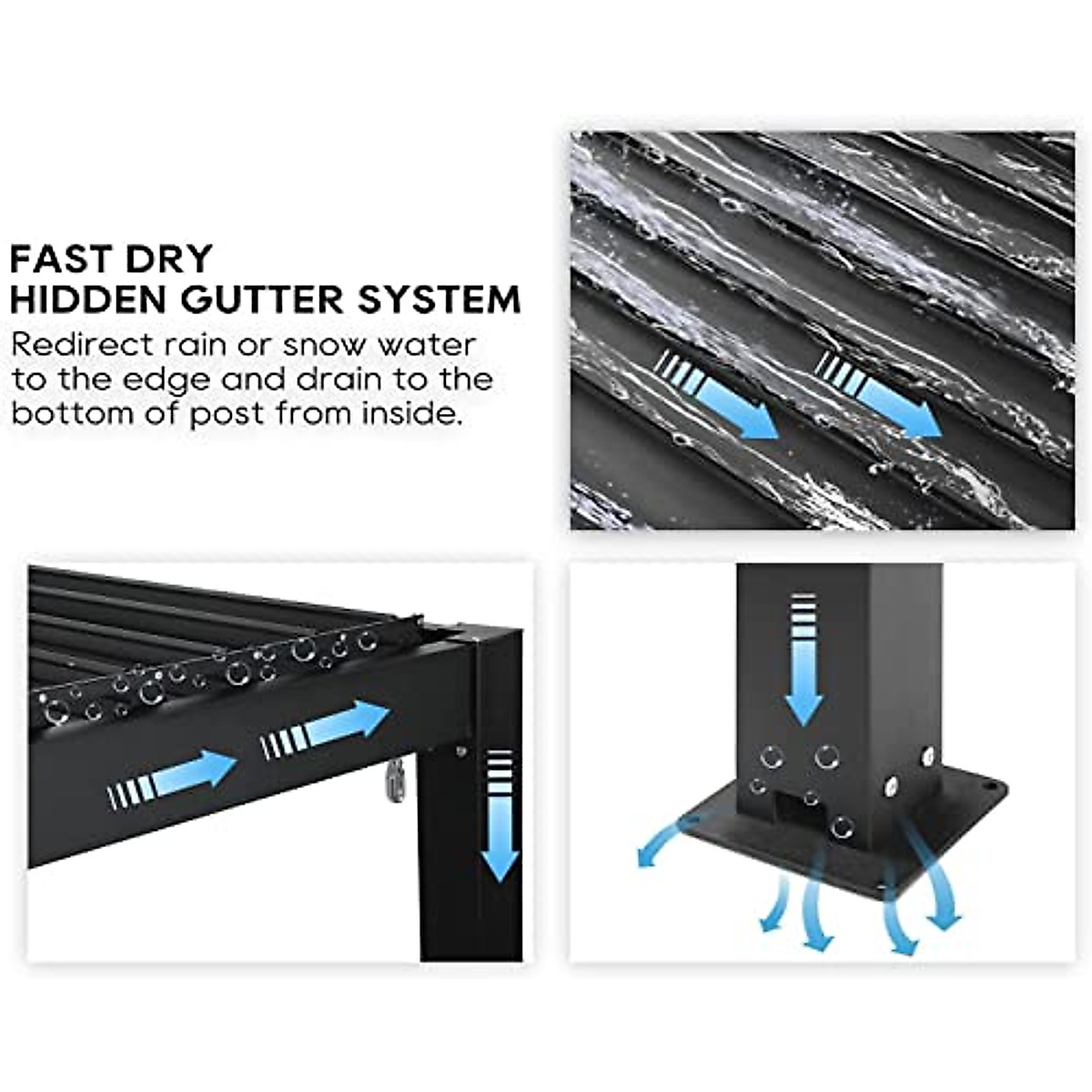 ONLYCTR Outdoor Louvered Pergola 10' × 10' Aluminum Large Pergola Patio Rainproof Pergola with Adjustable Roof, Black Gazebo for Outdoor Deck Garden Beach Patio (10' × 10', Black)