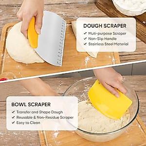 JAOBHAHY Sourdough Bread Baking Supplies, 2 PCS 9" banneton Bread Proofing Baskets, 34 OZ Starter Jar, Linen Liner, Bowl Scraper, Dough Cutte, Bread lame, Temperature Stickers,Perfect Bread Making Kit