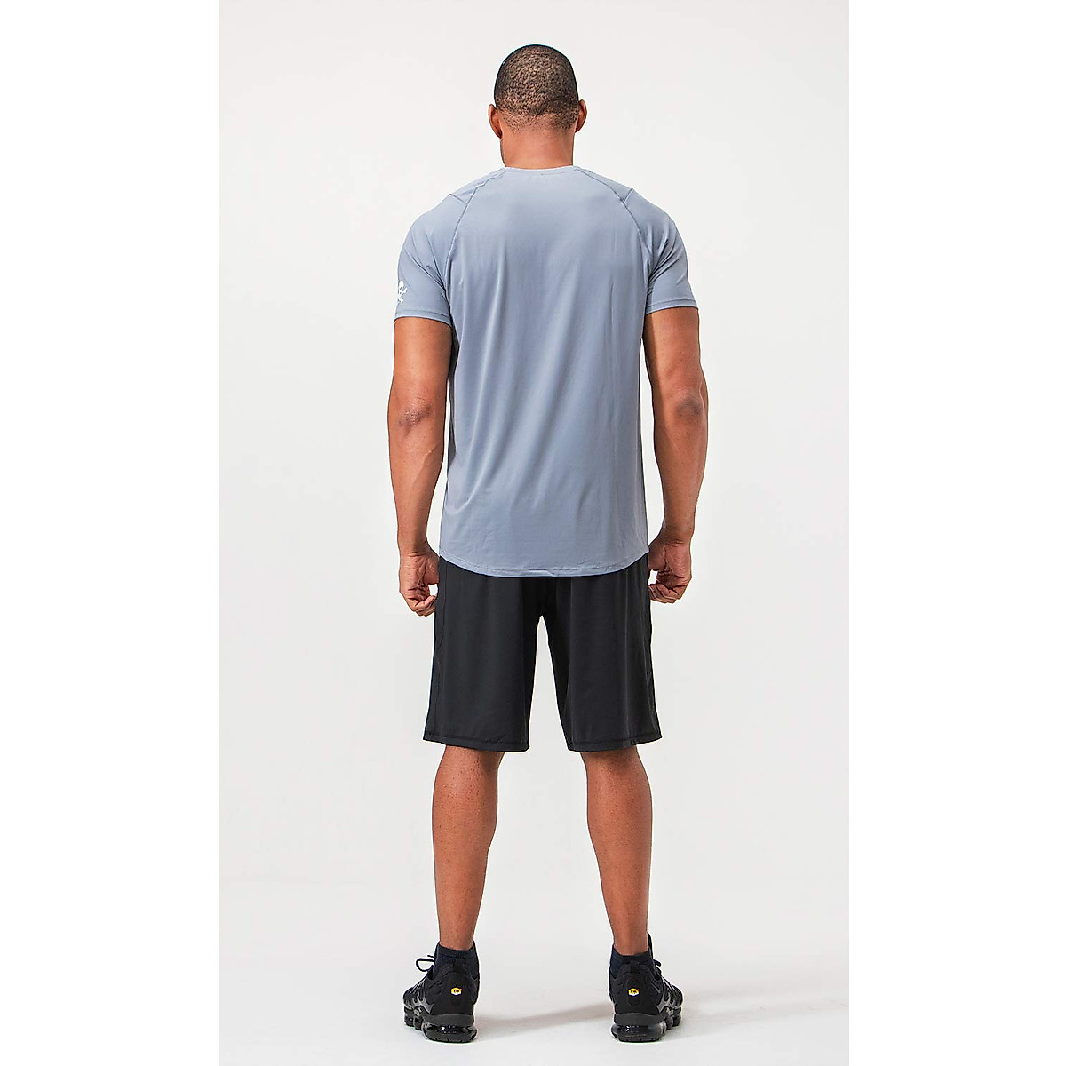 DEVOPS Men's 3-Pack Quick Dry Short Sleeve T-Shirt Sun Protection Running Athletic Workout Active Shirts (Medium, Charcoal/Navy/Steel)