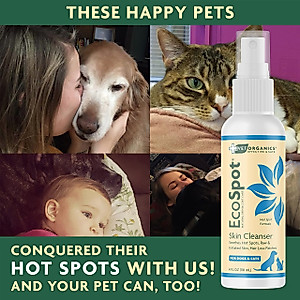 Vet Organics Hot Spot Spray for Dogs and Cats – EcoSpot 4 Oz. Natural Skin Soother Solution for Cat and Dog Allergy Support, Itch Relief, Rashes, and Raw Skin – Cat and Dog Health Supplies