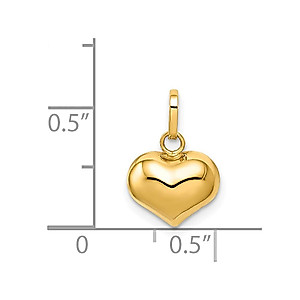 14k Yellow Gold Polished Puffed Heart Pendant