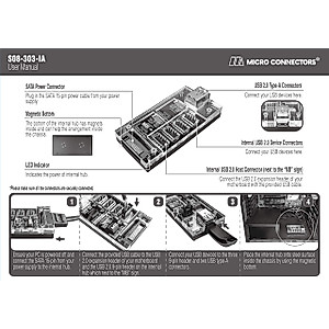 Micro Connectors S08-303-IA - Acrylic Internal USB 2.0 Hub with Magnetic Base - 5 USB 2.0 Ports Expansion