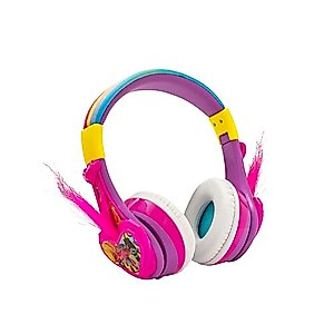 eKids Trolls Band Together Bluetooth Headphones for Kids, Wireless Headphones with Microphone includes Aux Cord, Volume Reduced Kids Foldable Headphones for School, Home, or Travel