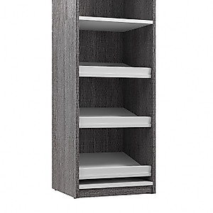 Bestar Cielo Closet Organizer, 20-inch Bark Gray and White Wardrobe for Bedroom, Mudroom, Entryway, or Kitchen Pantry