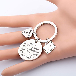 AKTAP Postman Keychain Mail Carrier Jewelry Never Underestimate The Different You Made and The Lives You Touched Thank You Gift for Post Office Worker (Postman Keychain)