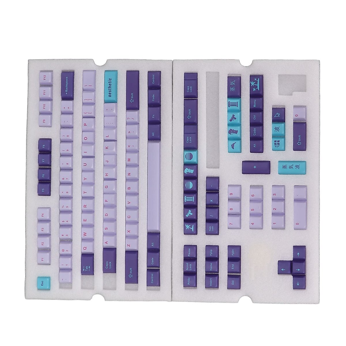 PBT Keycaps, 128 Keys English Keycap Cherry Height DIY Keycaps Fadeless Custom Keycaps for Mechanical Gaming Keyboard(Vaporwave)