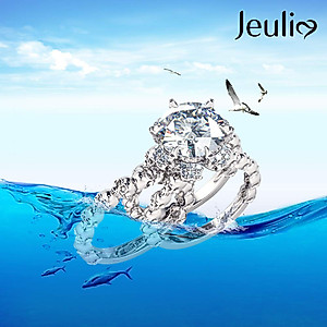 Jeulia 8.4 Carat Interchangeable Wedding Ring Set 925 Sterling Silver Round Cut Engagement Rings Cubic Zirconia Solitaire Promise Bridal Rings Anniversary Promise with Jewelry Gift Box (7)